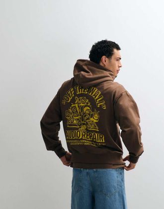 Vans Refurbed - Sweat &agrave; capuche &agrave; enfiler avec imprim&eacute; au dos - Marron