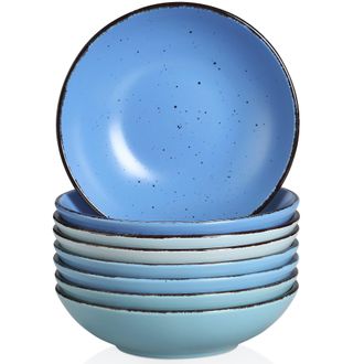 VANCASSO Suppenteller Steingut, MODA 8-teiliges Tiefteller Set, Pastateller, Nudelschalen, Suppenschalen, Salatschale, 600ml