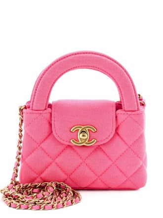 Chanel Kelly Top Handle Shopping Bag Quilted Jersey Nano satchel - Rose