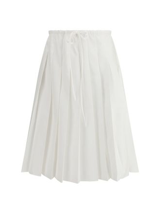 Prada Womens Pleated Jersey Skirt White Cotton