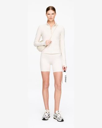 Arket Weiche Stretch-Jacke Mit Rei&szlig;verschluss -Wei&szlig;