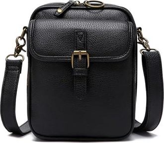 Generic Balconfoster Sac à bandoulière classique, multifonctions, large bandoulière réglable, cuir vintage double couche, Noir, One size