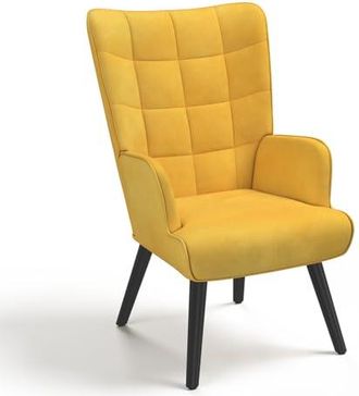 IDMarket Fauteuil scandinave ANIA Velours Jaune