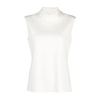 Theory Ivory Stretch Jersey Rollkragen &Auml;rmelloses T-Shirt - - Tops - Damen - Beige - XS