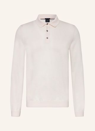 HUGO BOSS Strick-Poloshirt Lancione weiss
