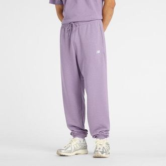 New Balance Herren Sport Essentials French Terry Jogger in Violett/Wei&szlig;, Baumwolle, Gr&ouml;&szlig;e XL