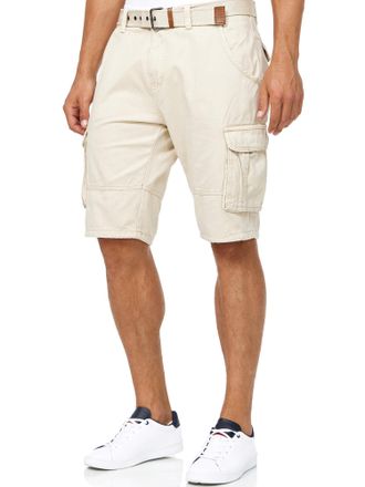 Indicode Herren Monroe Cargo Cargo-Shorts inkl. G&uuml;rtel | Bermuda M&auml;nner Sommerhose aus Baumwolle Fog, 3XL
