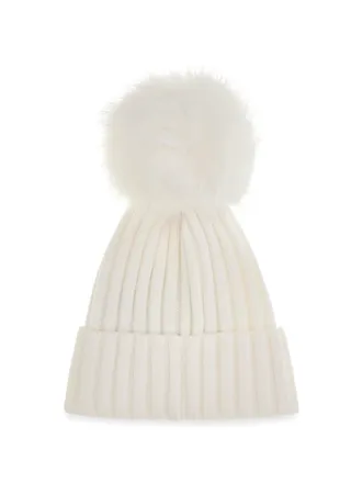 Moncler Womens Wool Hat With Pon Natural Fleece Ovis Aries E Hairbands