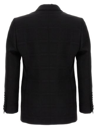 Etro Check Double-Breasted Wool Blazer - Black