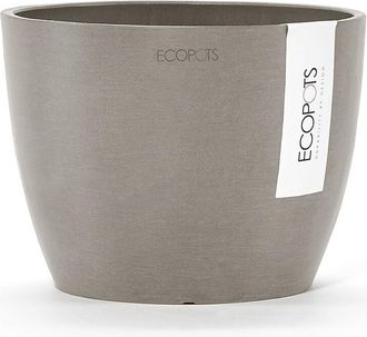 Ecopots Blumentopf Stockholm Mini Braun Grau - Durchmesser Ø 16 cm rund klein - Pflanzentopf aus Recycling Kunststoff - Übertopf modern für Indoor und Outdoor