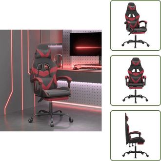 vidaXL The Living Store Gaming-Stuhl mit Fu&szlig;st&uuml;tze Schwarz und Weinrot Kunstleder - Gamingstuhl mit Fu&szlig;st&uuml;tze