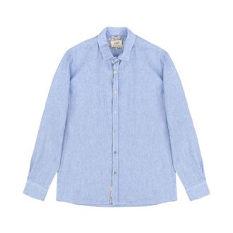 Bob Homme, Chemises, Bleu, Taille: XL Camicia in lino dettagli fantasia