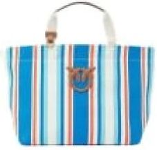 Pinko Pinko, Femme, Sacs, Multicolore, Taille: ONE Size Sac Shopper Ray&eacute; en Toile Medium