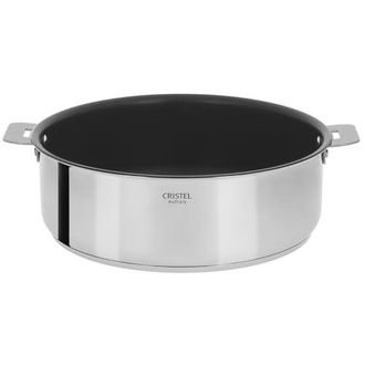 Cristel S24QMPE- Sauteuse inox 24cm sans poign&eacute;e amovible - Anti-adh&eacute;rent Exceliss+ Collection Casteline