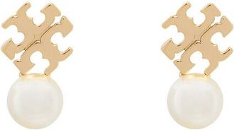 Tory Burch Tory Burch Ohrringe LOGO AND PEARL STUD EARRINGS 184421 Goldfarben