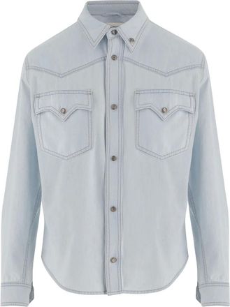 Versace Femme, Chemises, Bleu, Taille: 40 FR Chemise en Chambray Denim