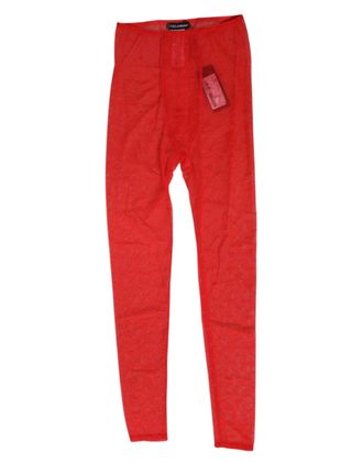 Dolce & Gabbana Womens Logo Lace Nylon Leggings Red Elastane