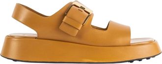 Tod's Femme, Chaussures, Brun, Taille: 37 1/2 EU Sandales en cuir &agrave; double bride