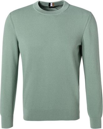 HUGO BOSS Herren Pullover grün Baumwolle unifarben