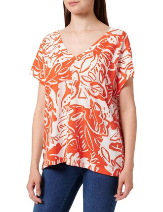 s.Oliver Damen 10.2.11.12.130.2132306 T-Shirt Kurzarm, 25A0 orange|weiß, 38