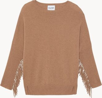 Kujten Pull cachemire col rond manches franges - Pull Ayade