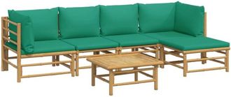 vidaXL Salon de jardin 6 pcs avec coussins vert bambou vidaXL
