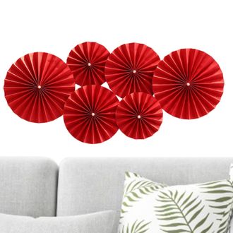 Generico Papierf&auml;cher f&uuml;r das chinesische Neujahr, rote Papierf&auml;cher- - 6 x Wand-Dekoration f&uuml;r Neujahrsventilatoren, Blumengirlanden f&uuml;r Partydekorationen