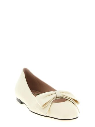 Valentino Garavani Womens White Leather Ballet Flats