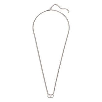 Valentino Garavani Homme, Accessoires, Gris, Taille: ONE Size Vlogo Signature Metal Necklace