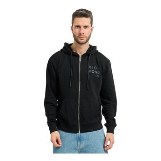 John Richmond Homme, Sweatshirts et sweats &agrave; capuche, Noir, Taille: S Sweat &agrave; capuche zipp&eacute;