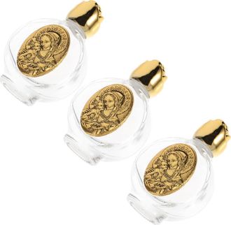 NUOBESTY 3 St&uuml;ck Kleine Dekorative Weihwasserflaschen Aus Glas Wiederbef&uuml;llbar Mit Filigranem Reliefmuster Versiegelt F&uuml;r Reisen Und Segnungen