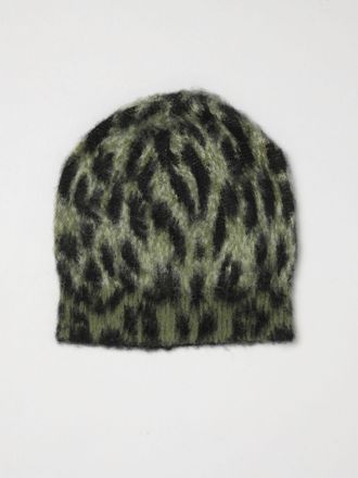 Laneus Bonnet beanie en m&eacute;lange dalpaga &agrave; imprim&eacute; animalier