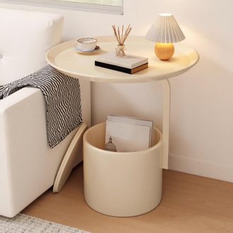 Generic Kleiner Beistelltisch, C-F&ouml;Rmiger Beistelltisch for Die Couch Mit Aufbewahrungseimern Und Verschlie&szlig;Baren Deckeln for Wohnzimmer, Schlafzimmer