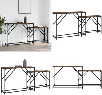 vidaXL Konsolentische 2 Stk. R&auml;uchereiche Holzwerkstoff - Konsole - Couchtisch - Wohnzimmerstil - Industriel Design - Holzm&ouml;bel - Home & Living