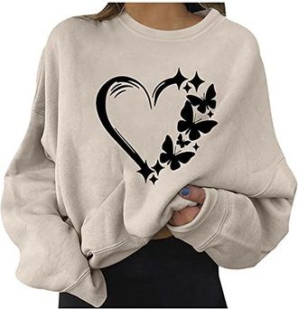 Generic Pull Noël Femme Manches Longues Col Rond Sweat Femme Imprimé Kawaii Sweatshirt Ado Fille Femme Christmas Mode Collège Style Chic et Élégante Haut Tops