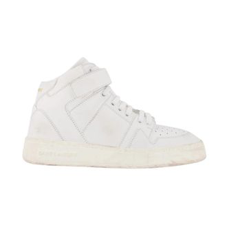 Saint Laurent Sneakers aus gewaschenem Leder mit Klettverschluss - - Shoes - Damen - Wei&szlig; - 39 EU