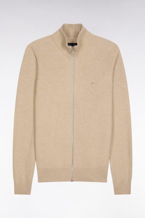 Eden Park Cardigan Zippé En Laine Et Coton Camel Coupe Droite