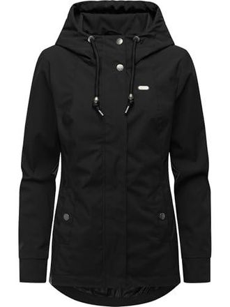 Ragwear Alvena Summer YOUMODO XS &agrave; 6XL Veste demi-saison ultra l&eacute;g&egrave;re, respirante et imperm&eacute;able, pour femme, avec capuche r&eacute;glable, Noir, XS