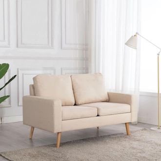 vidaXL Vidaxl - sofa 2 setat avec conception rétro en tissu disponible en différentes couleurs Couleur : crème