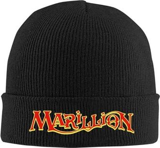 Generic Chapeau dHomme, Logo de Groupe Rouge, Texte de Contour Jaune, Chapeau tricot&eacute; Unisex Femmes, Bonnet, Pull Bonnet, Cadeau Thermique Chaud Hiver pour No