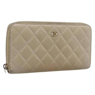 Chanel Portefeuille long vintage doccasion - Femme - Pre-owned - Beige - Taille: ONE Size