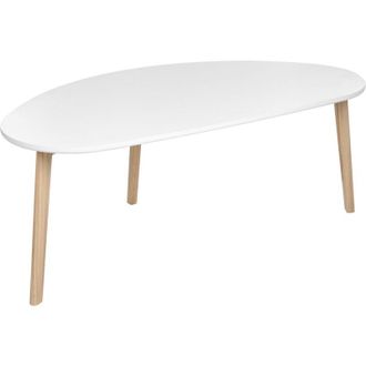 Beliani Grande Table Basse Style Scandinave Pieds en Bois de Pin Plateau en MDF Blanc Fly