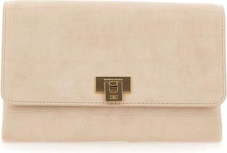 Elisabetta Franchi Femme, Sacs, Beige, Taille: ONE Size Suede Clutch Bag