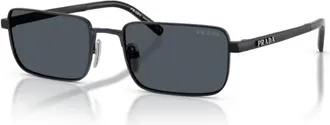Prada SPRD54C055E7AB Rectangular Metal Sunglasses - Gray