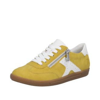 Rieker Sneaker RIEKER, Damen, Gr. 38, senf, wei&szlig;, Lederimitat, Nubuklederimitat, unifarben mit Farbeinsatz, Schuhe Sneaker, Halbschuh, Freizeitschuh, Schn&uuml;rs