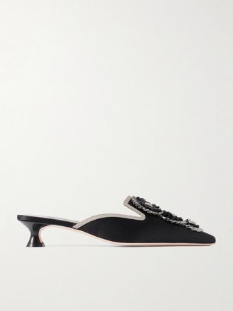 Manolo Blahnik Mules En Satin À Finitions En Gros-grain Merode 30 - Noir