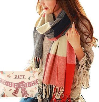 Heekpek Tuopuda Schal Damen Winter Herbst Oversized Kaschmir Quadratisch Deckenschal Karo Tartan Streifen Plaid Muster Herbstschal Winterschal lange Weich Wra