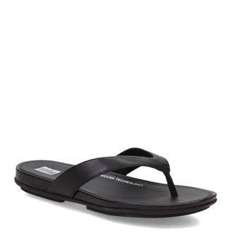 FitFlop Damen Gracie Leather Flip-Flops Flipflop, Schwarz, 37.5 EU