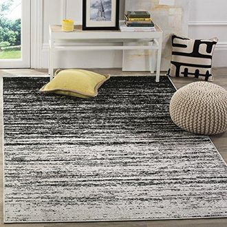Safavieh Modern Teppich für Wohnzimmer, Esszimmer, Schlafzimmer - Adirondack Collection, Kurzer Flor, Silber und Schwarz, 155 X 229 cm