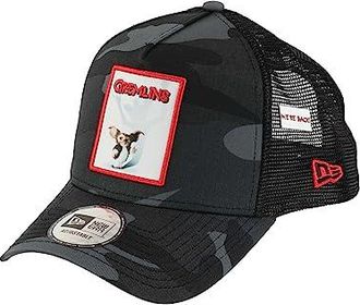 New Era Gremlins Patch + Pin Camo-Black A-Frame Adjustable Trucker Cap - One-Size